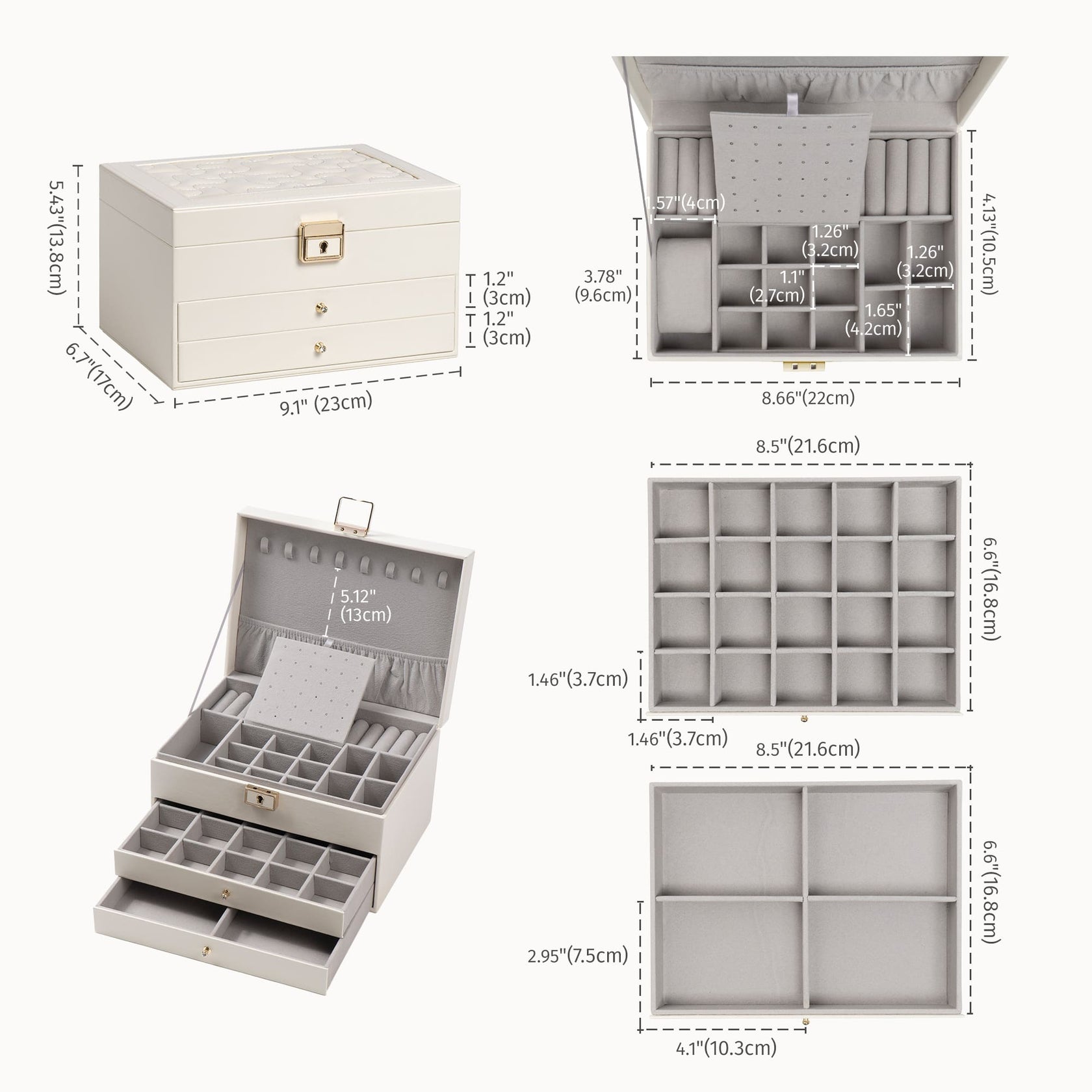 Household and portable multi-size jewelry box, jewelry storage rack ...
